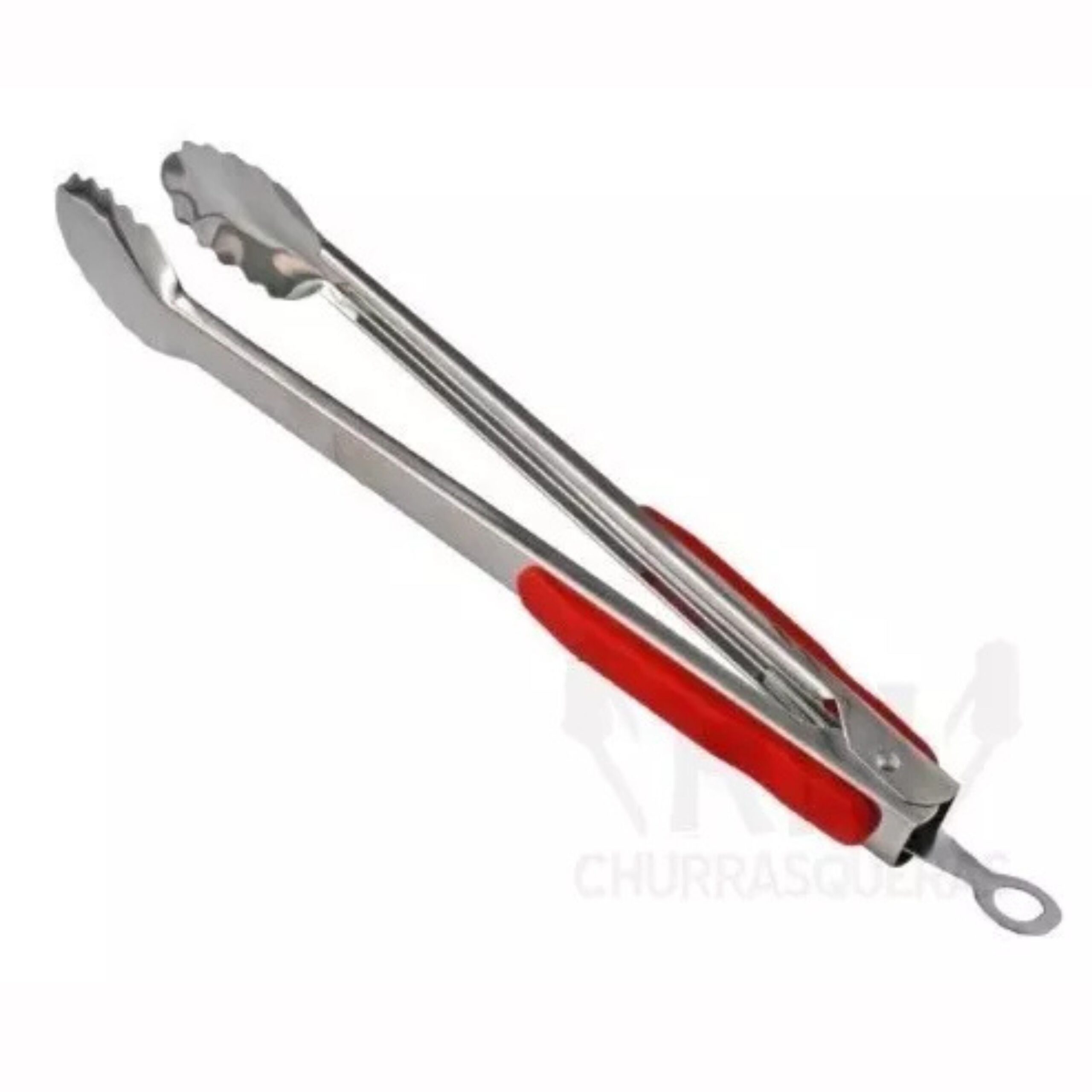 Pinza Carne Acero Inox Mango 34cm – Con Traba Y Resorte – RM Churrasqueras
